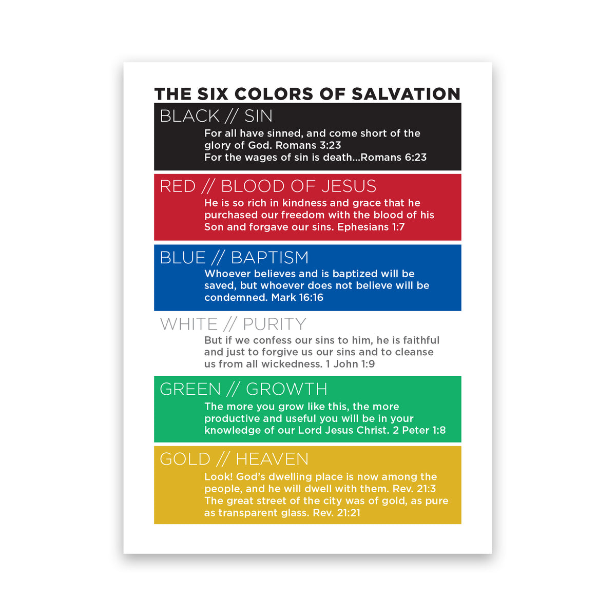 The Six Colors of Salvation, Salvation Scripture Cards, Pack of 40 ...