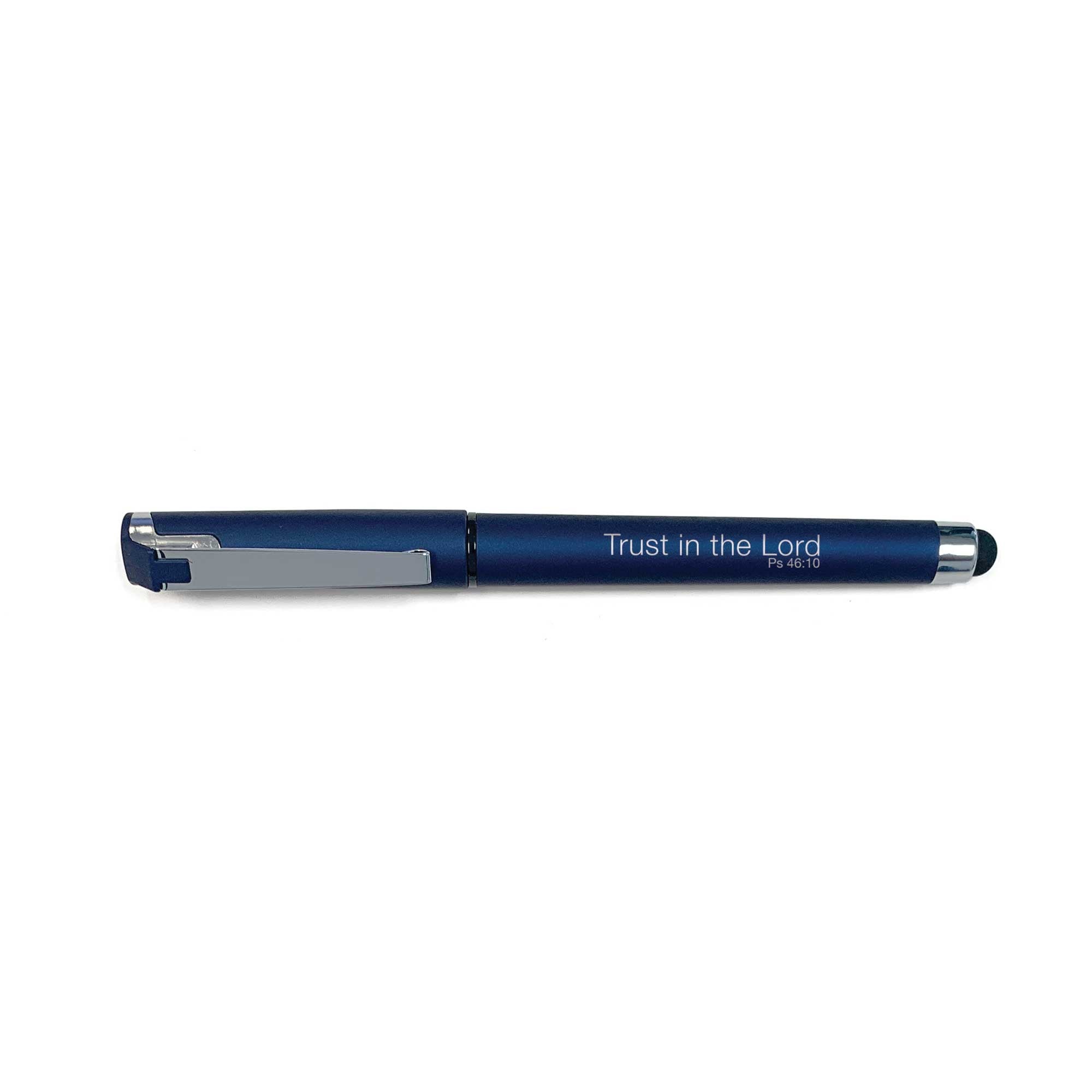 Soft Touch Gel Stylus Scripture Pen Blue – Trust in the Lord, Ps 46:10 ...