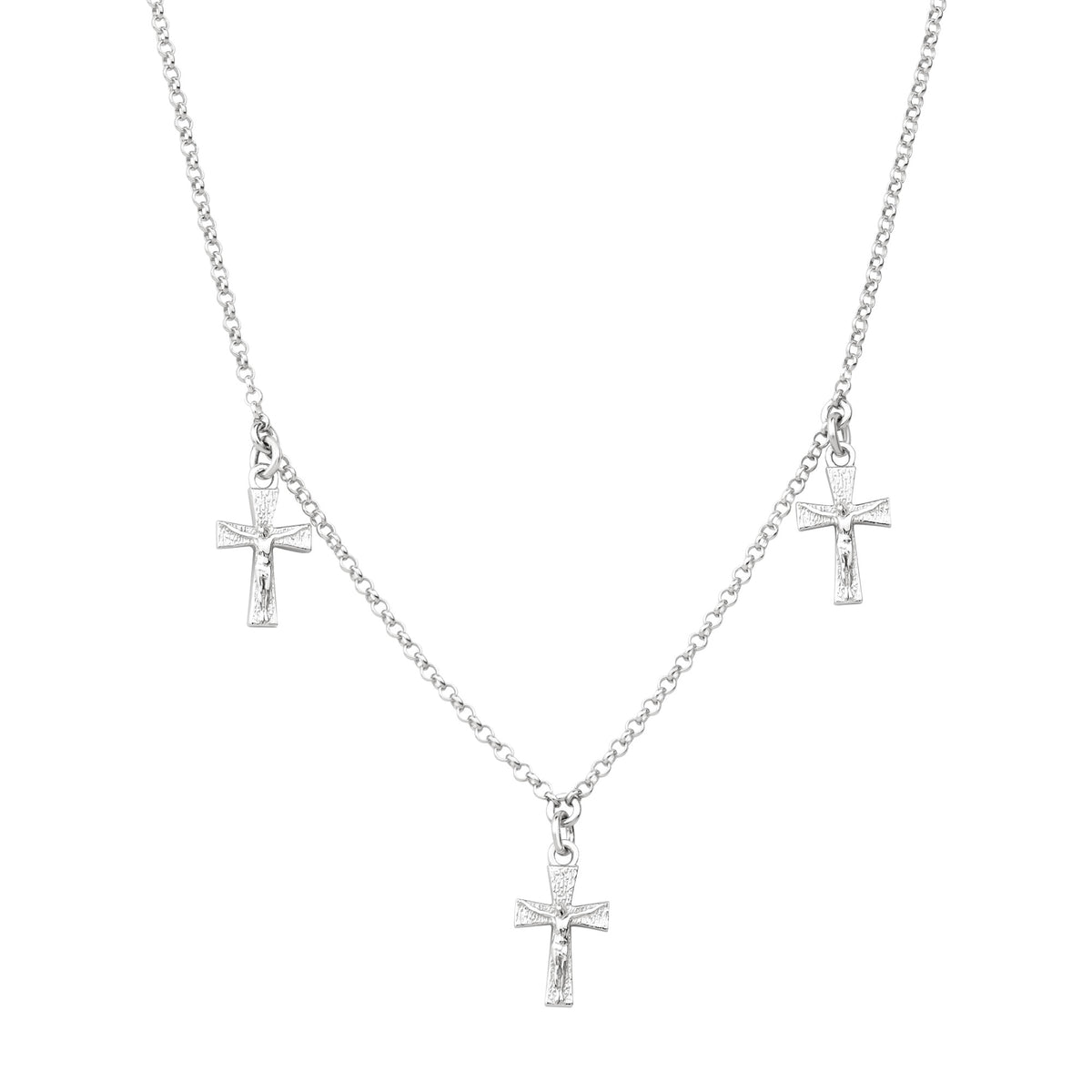Triple Crucifix Sterling Silver Necklace – Logos Trading Post Wholesale