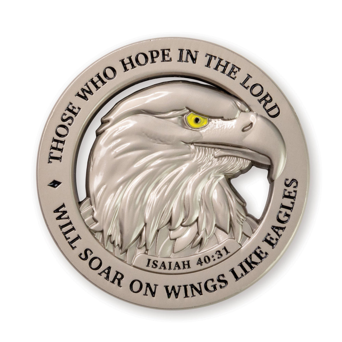 American Bald Eagle Challenge Coin, Satin Silver Plated – Logos Trading ...