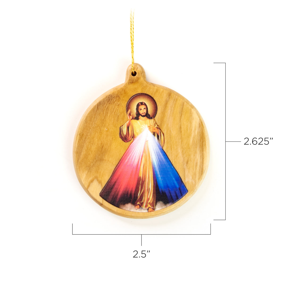 Jesus Divine Mercy Thick Round Icon Holy Land Olive Wood Ornament ...